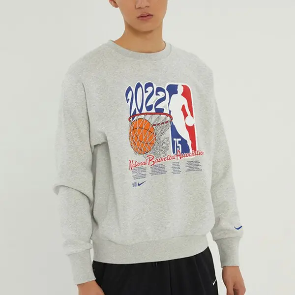 Nike Nba Courtside Logo Fleece Pullover - Grey