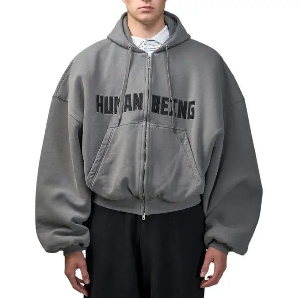 Balenciaga Human Being Round Zip-up Hoodie