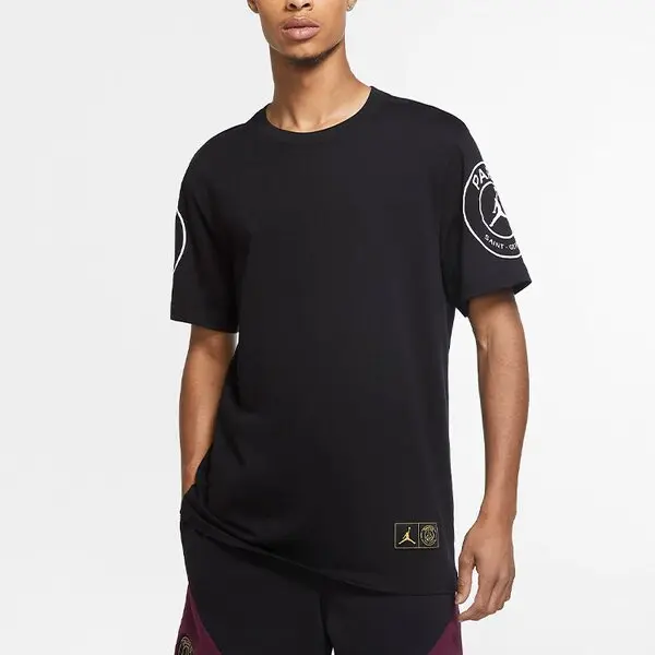 JORDAN Paris Saint-germain Printing Logo Short Sleeve - Black