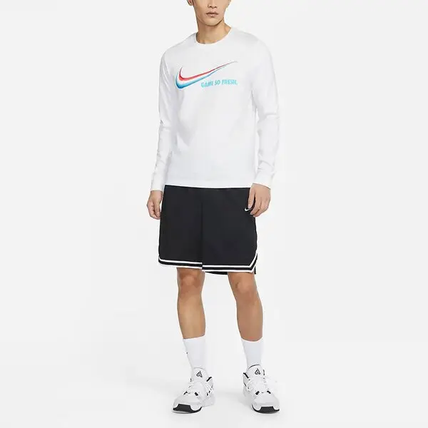 Nike Game So Fresh Printing Sports Round Neck Long Sleeves White