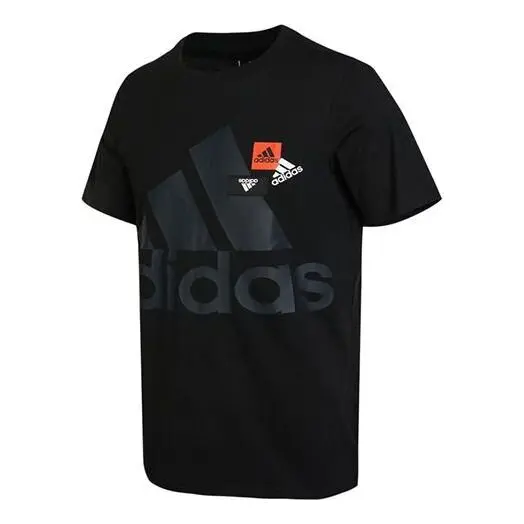 Adidas Mh Bp3 Tee1 Alphabet Logo Printing Round Neck Short Sleeve Black T-shirt - Default Color