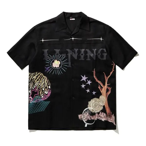 LI-NING Graphic Shirt 'black - Black/multi-color