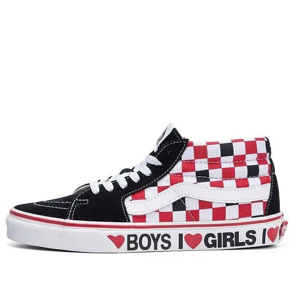 VANS Sk8-mid Checkerboard I Heart Sneakers - White/red
