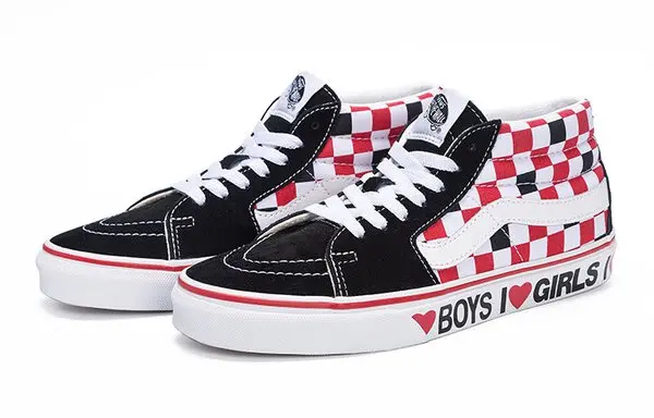 VANS Sk8-mid Checkerboard I Heart Sneakers - White/red
