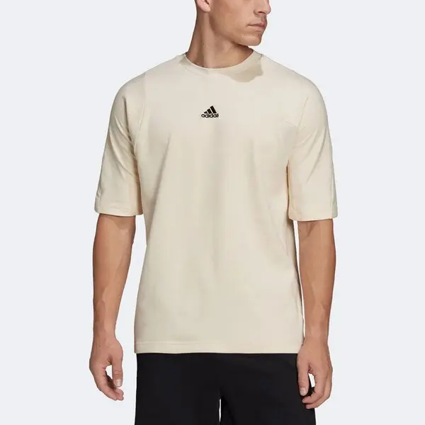 Adidas Solid Color Logo Sports Short Sleeve Yellow White - Multi-color