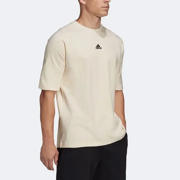Adidas Solid Color Logo Sports Short Sleeve Yellow White - Multi-color