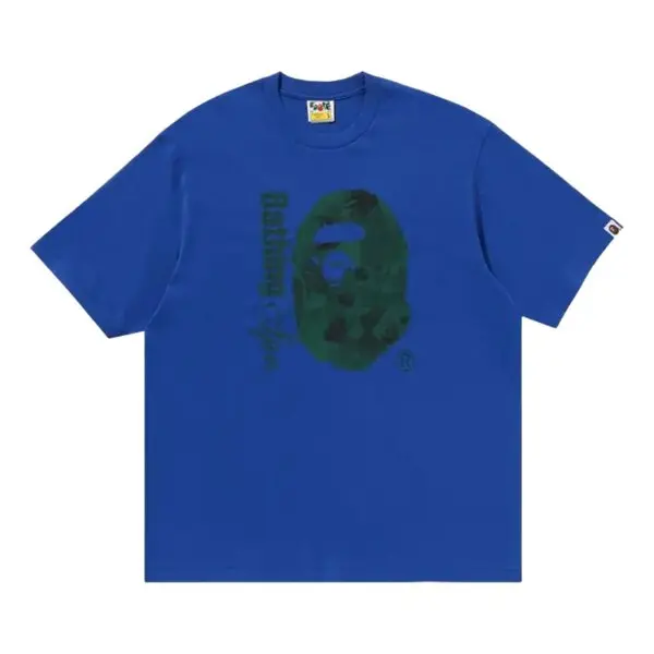 A BATHING APE Floral Solid Camo Ape Head Relaxed Fit Tee - Blue