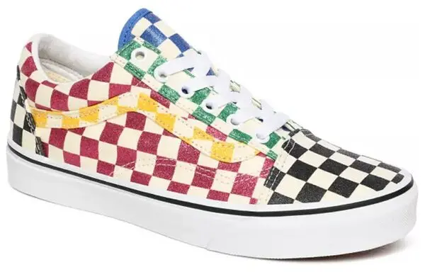 VANS Old Skool Glitter Check Sneakers - Black/white/pink