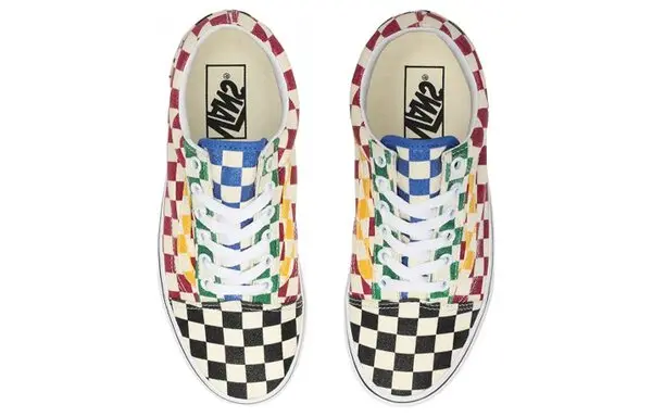 VANS Old Skool Glitter Check Sneakers - Black/white/pink
