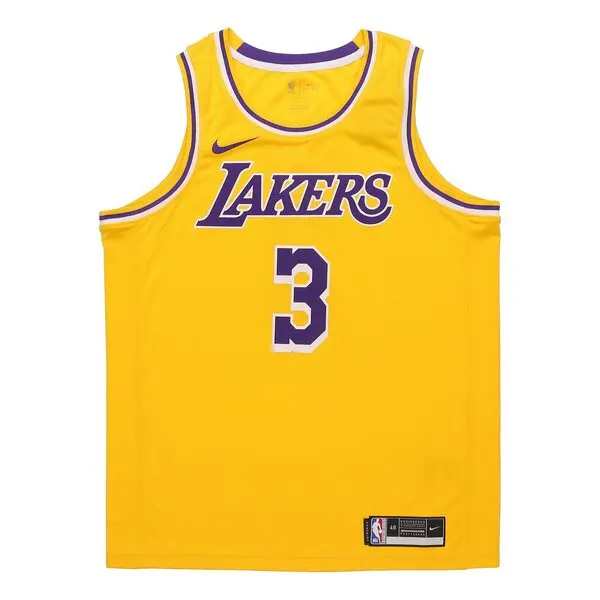 Nike Los Angeles Lakers Davis No. 3 Basketball Jersey - Yellow