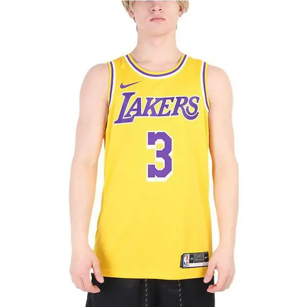 Nike Los Angeles Lakers Davis No. 3 Basketball Jersey - Yellow