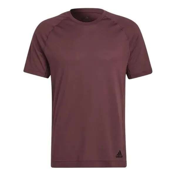 Adidas Solid Color Small Alphabet Logo Printing Round Neck Short Sleeve Wine Red T-shirt - Default Color