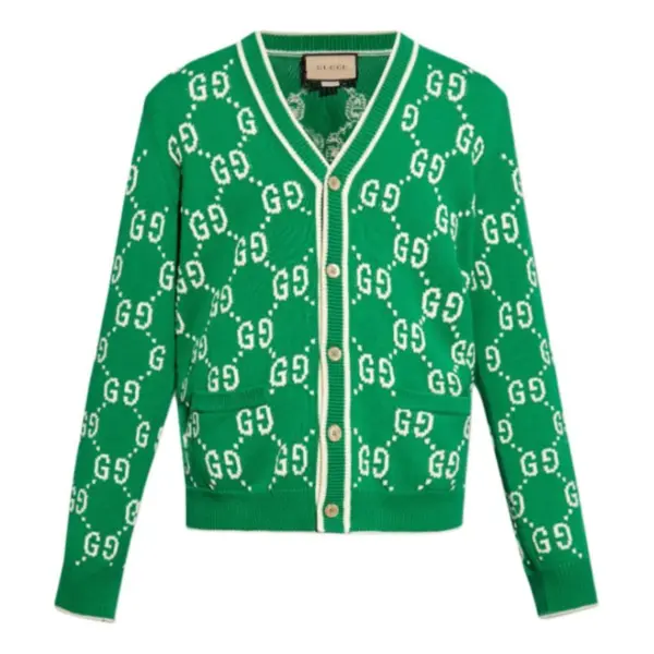 Gucci Jumbo Gg Jacquard Cardigan - Green