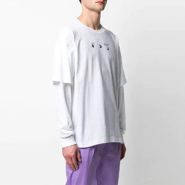 Off-White Ss21 Logo Rear Pattern Printing Round Neck Long Sleeves Ordinary Version