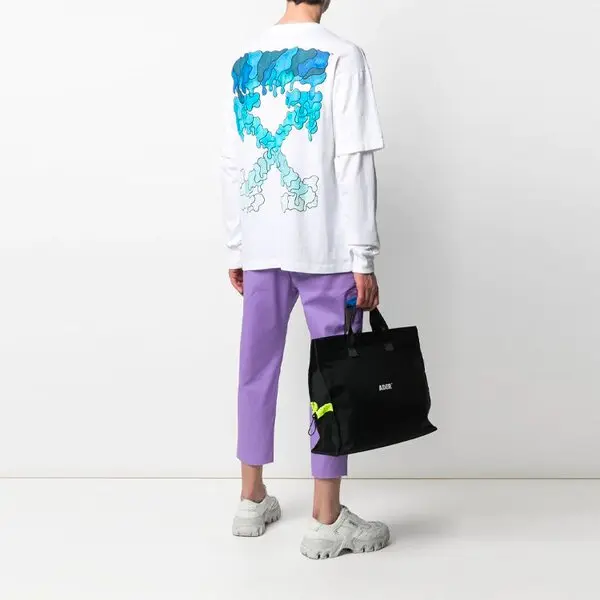 Off-White Ss21 Logo Rear Pattern Printing Round Neck Long Sleeves Ordinary Version
