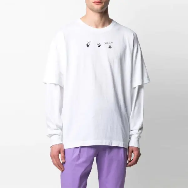 Off-White Ss21 Logo Rear Pattern Printing Round Neck Long Sleeves Ordinary Version