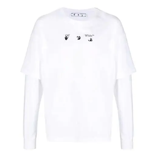 Off-White Ss21 Logo Rear Pattern Printing Round Neck Long Sleeves Ordinary Version - White