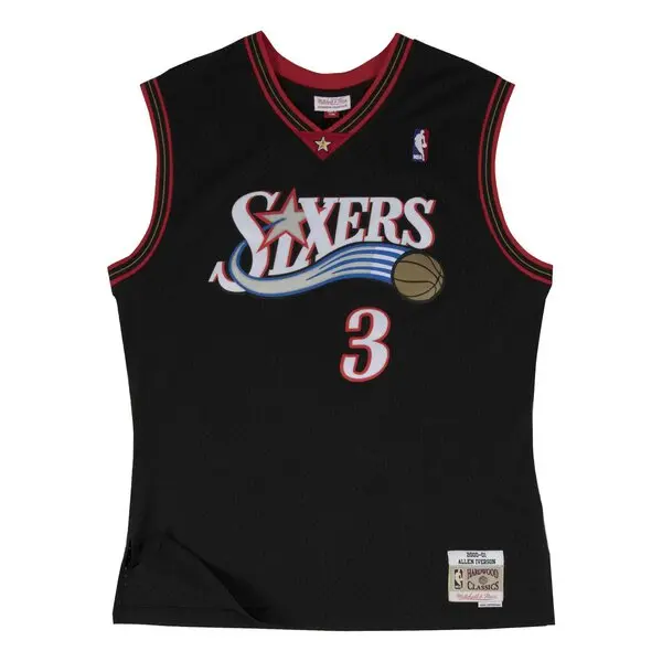 Mitchell & Ness Allen Iverson Philadelphia 76ers 2000-01 Road Swingman Jersey - Black/white/red