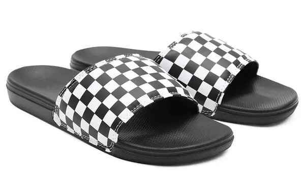 VANS La Costa Slide-on Checked Sandals - Black/white