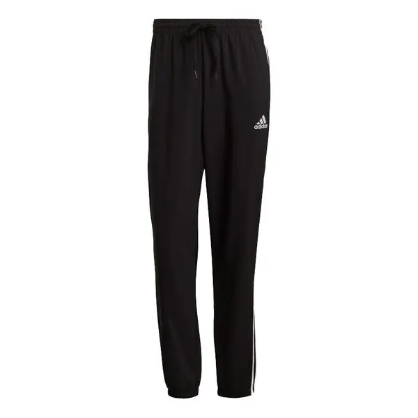 Adidas Stripe Loose Straight Training Sports Pants - Black