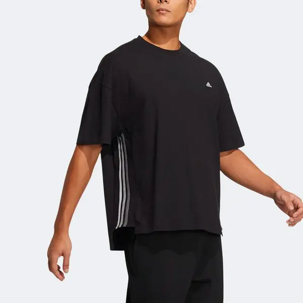 Adidas Solid Color Sports Short Sleeve Tee 'black
