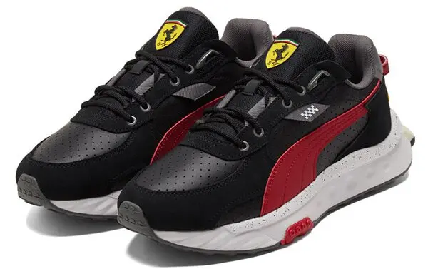 PUMA Scuderia Ferrari X Wild Rider "black Rosso Corsa" Sneakers - Black/red
