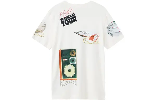 JORDAN Pattern Printing Round Neck Pullover Short Sleeve White T-shirt