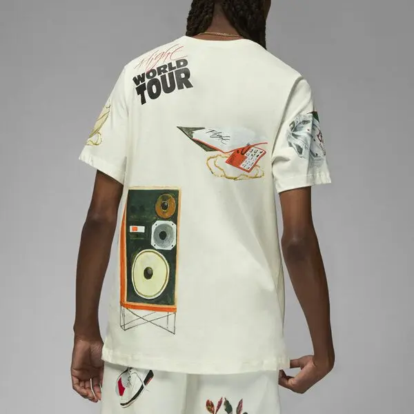 JORDAN Pattern Printing Round Neck Pullover Short Sleeve White T-shirt