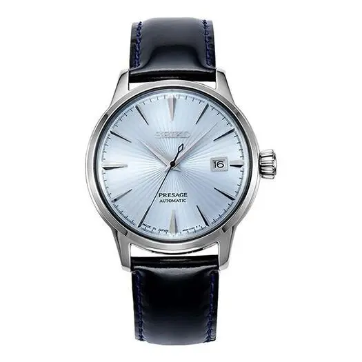 SEIKO Automatic Watch With Leather Strap - Blue/black