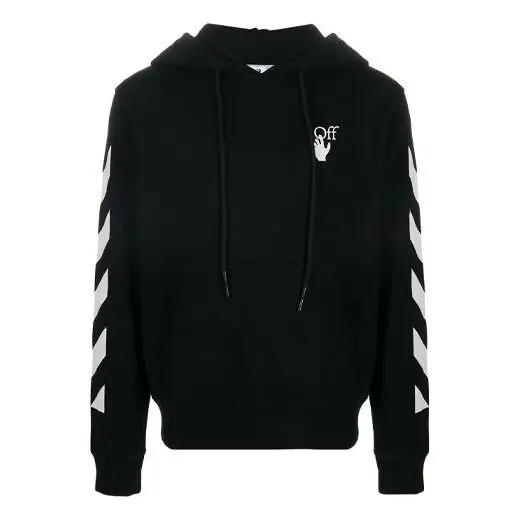 Off-White Diagonal Stripes Logo Hoodie - Black