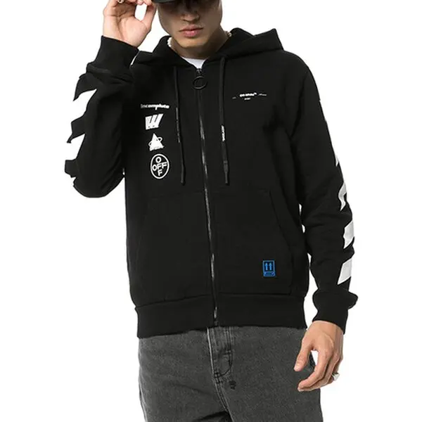 Off-White Printing Hooded Zipper Jacket