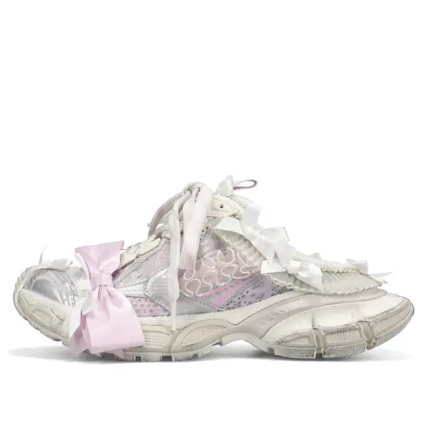 Balenciaga 3xl Lace Mule - White/light Pink