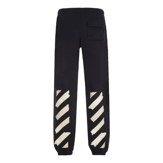 Off-White Cotton Logo Loose Stripe Sweatpants Tape - Black