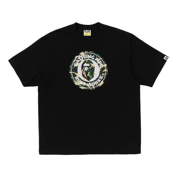 A BATHING APE Camo Busy Works Relaxed Fit Tee - Black