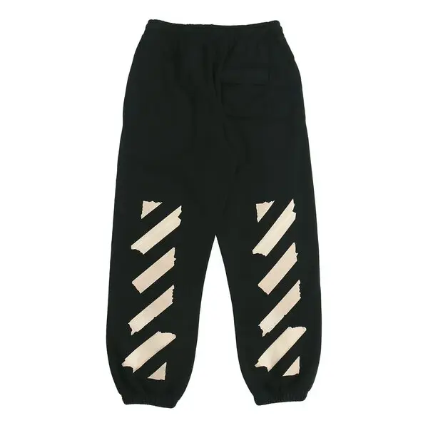 Off-White Gold Rubber Strap Stripe Sports Pants - Black