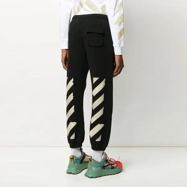 Off-White Gold Rubber Strap Stripe Sports Pants - Black