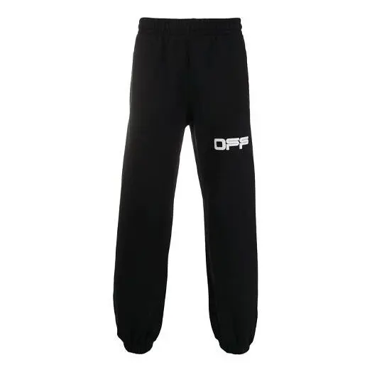 Off-White Logo Pattern Printing Bundle Feet Sports Pants/trousers/joggers - Black