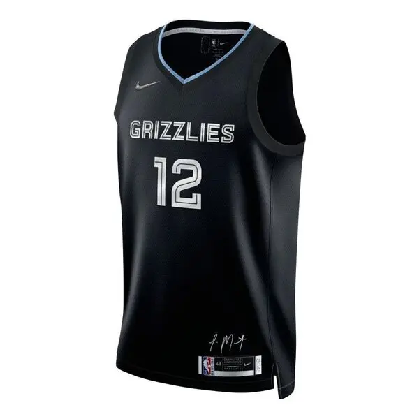 Nike X Nba Memphis Grizzlies Icon Edition Ja Morant #12 Jersey - Black/blue/grey