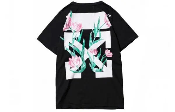 Off-White Floral Print Short Sleeve T-shirt