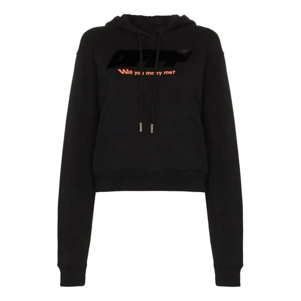 Off-White Modern Obstacles" Loose Cotton Hoodie - Black