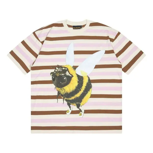 Drew House Bizzy T-shirt 'brown Stripe - Pink/brown