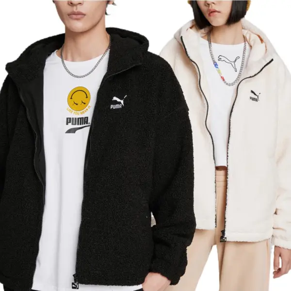 PUMA Embossed Sherpa Jacket - Black/white