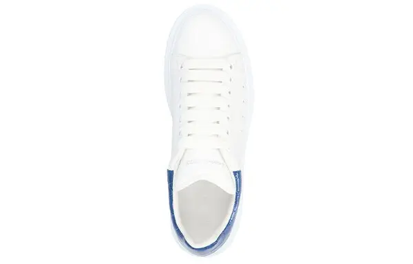 Alexander McQueen Oversized Sneaker With Croc Effect Detail - White/indigo