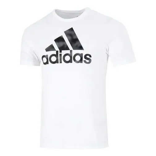 Adidas Camo T Athleisure Casual Sports Logo Round Neck Short Sleeve White T-shirt - Multi-color