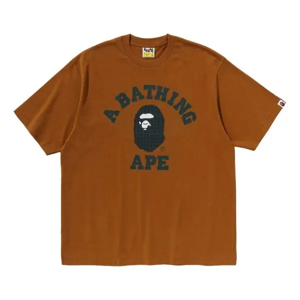 A BATHING APE Sta Houndstooth College Relaxed Fit Tee - Brown