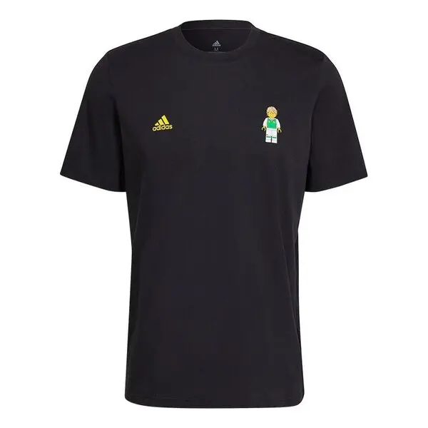 Adidas Printing Logo Round Neck Short Sleeve Black - Multi-color