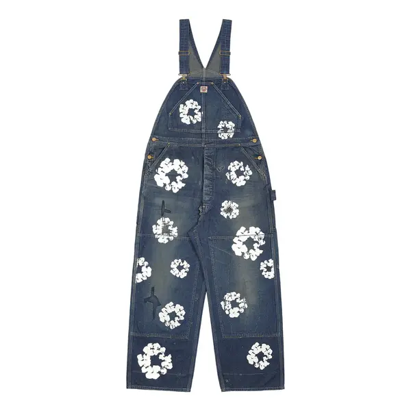 DENIM TEARS X Saint Mxxxxxx Wreath Overalls 'blue - Navy/white