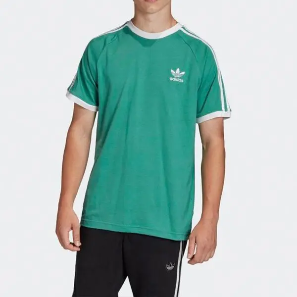 Adidas Originals 3-stripes Tee Casual Round Neck Loose Logo Stripe Short Sleeve - Green