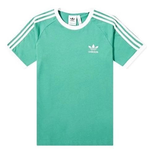 Adidas Originals 3-stripes Tee Casual Round Neck Loose Logo Stripe Short Sleeve - Green
