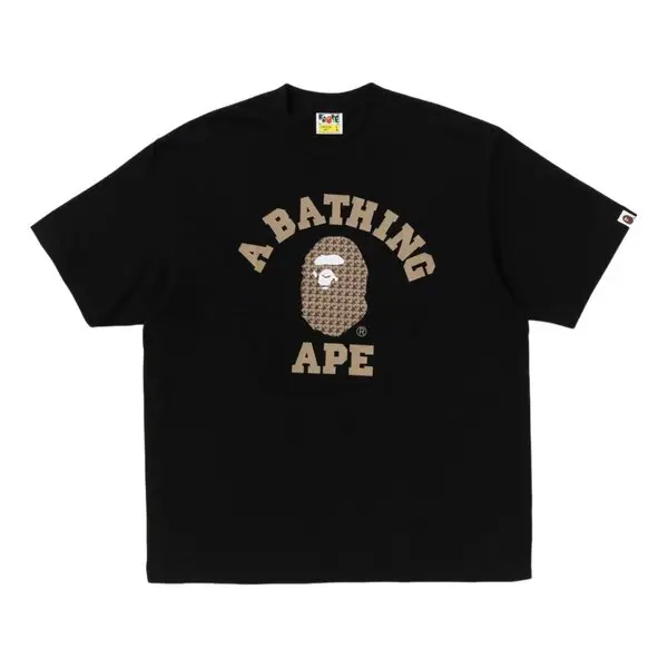 A BATHING APE Sta Houndstooth College Relaxed Fit Tee - Black